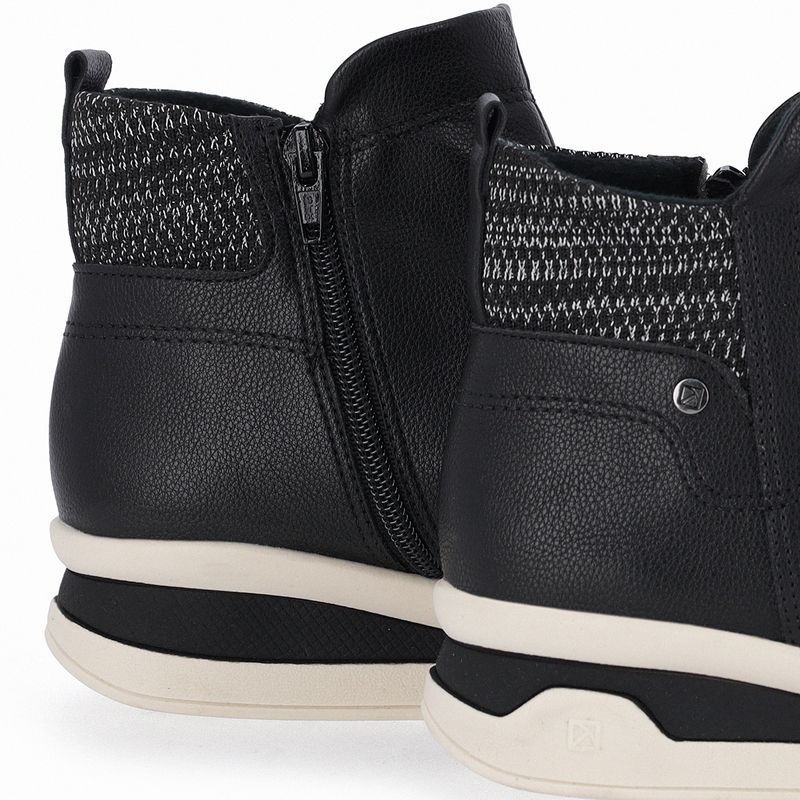 Bota Jessica Cano Curto Anabela Médio Preto/Cinza Multi - PICCADILLY ...