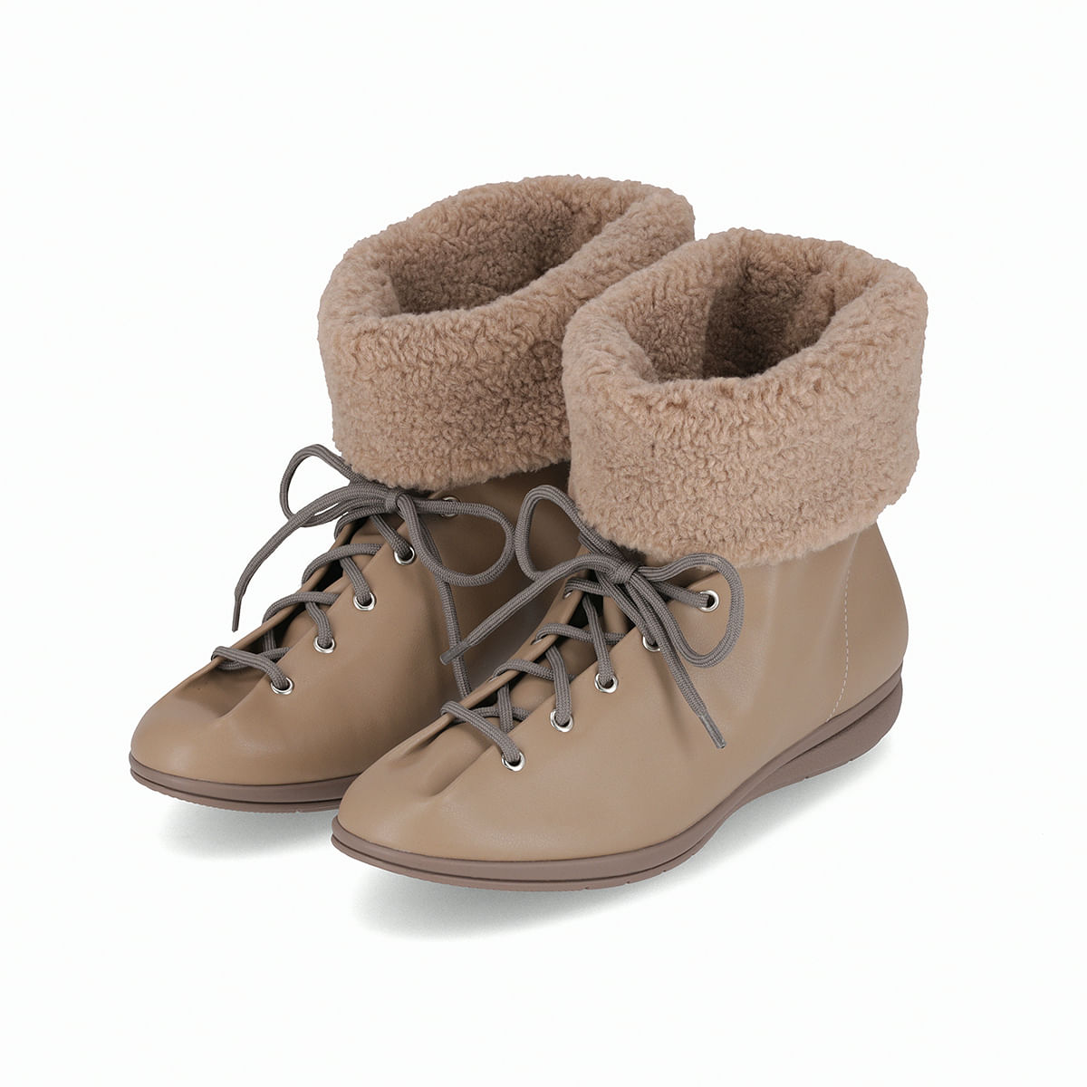 Bota Sandy Cano Curto Anabela Baixo Areia - PICCADILLY