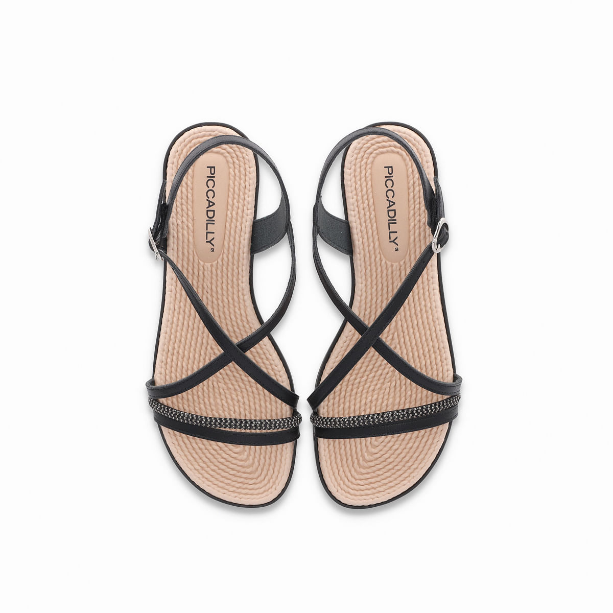 Rasteirinha Adla Rasteira Preto/Preto-Fume - PICCADILLY